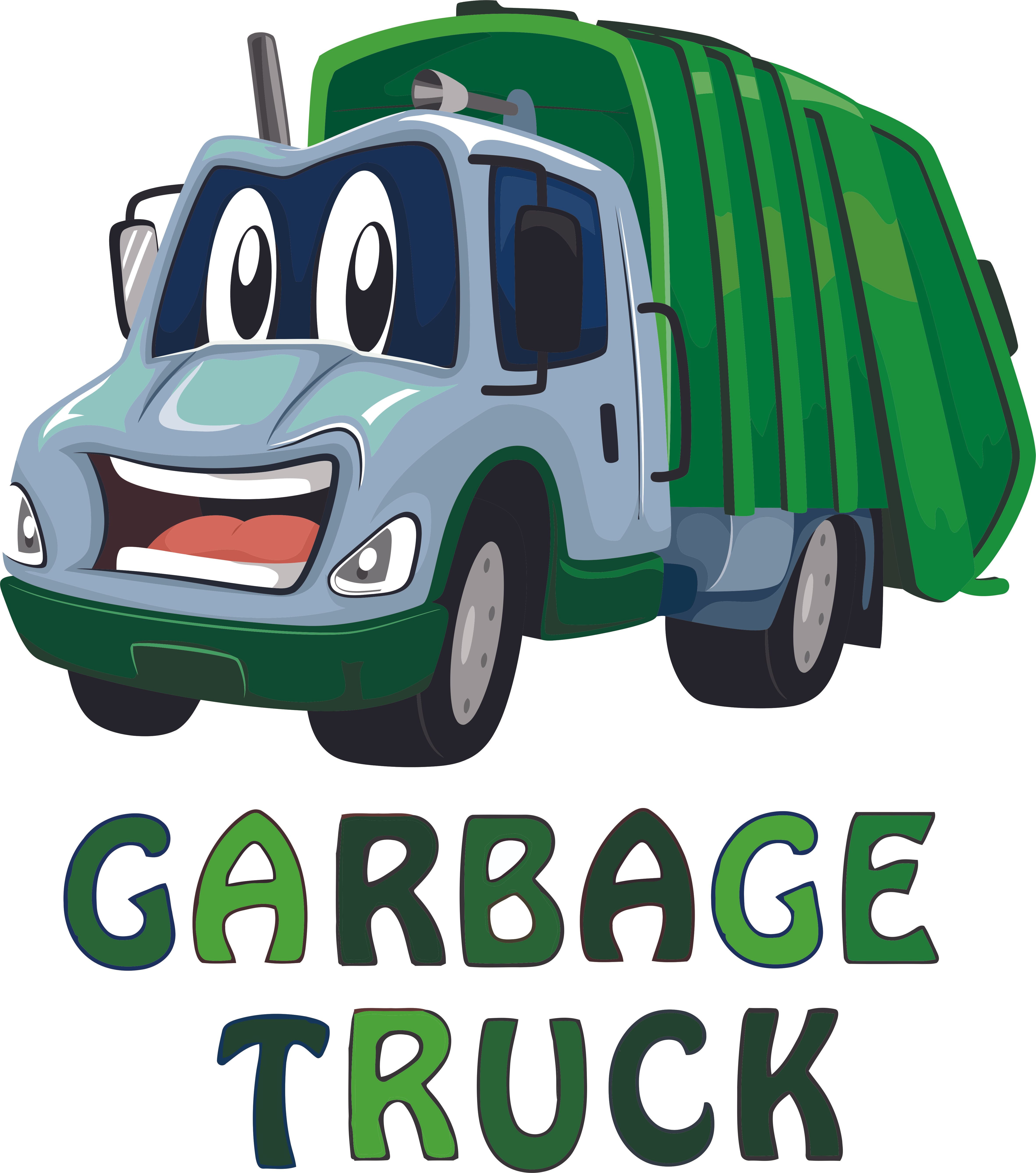 Happy Garbage Truck Trucks Cartoon Decors Wall Sticker Art Design Decal ...