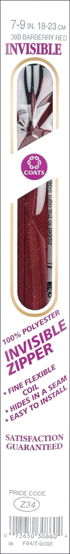 Invisible Zipper 7" To 9"-Barberry Red - Walmart.com