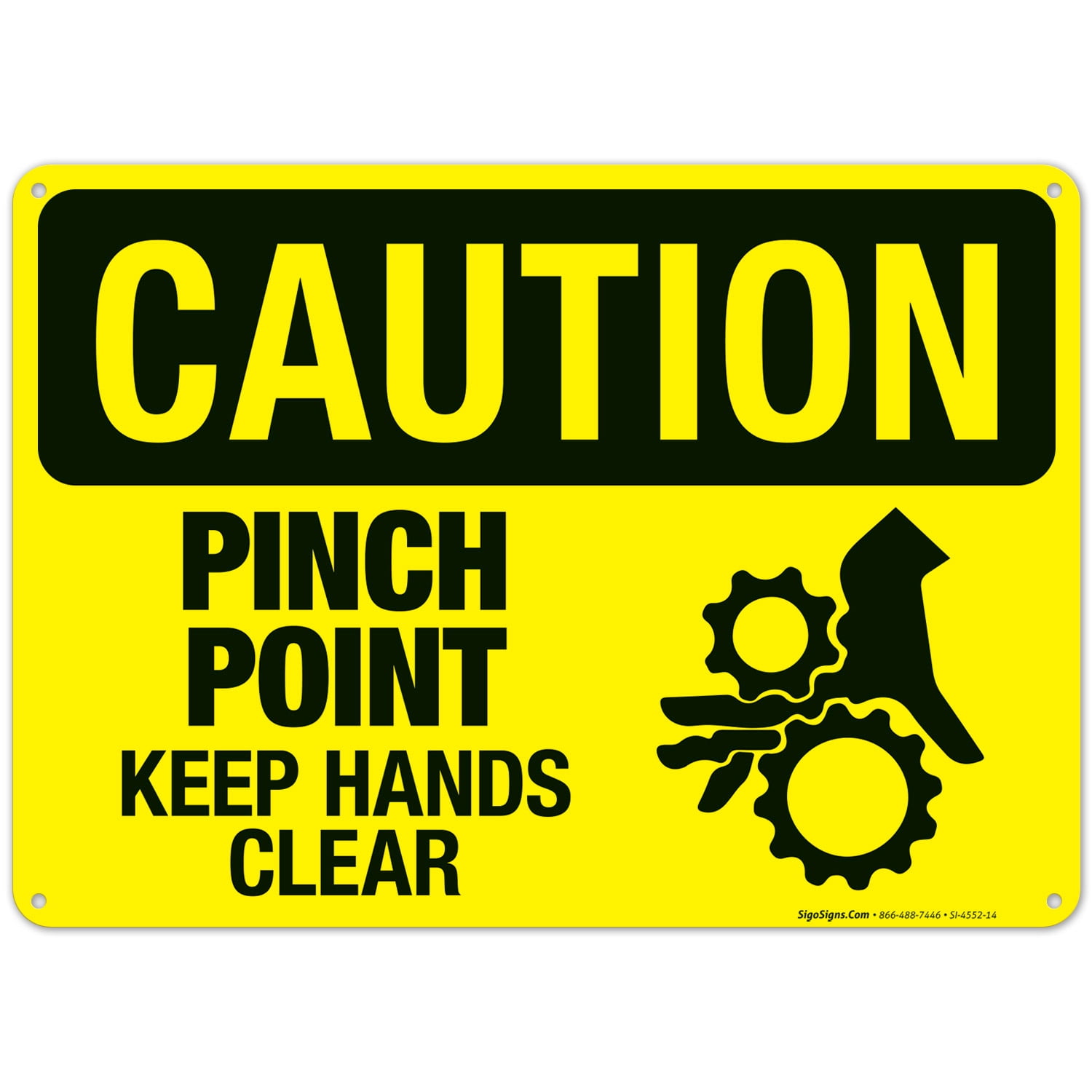 Pinch Point Keep Hands Clear Sign, OSHA Caution Sign, (SI-4552 ...