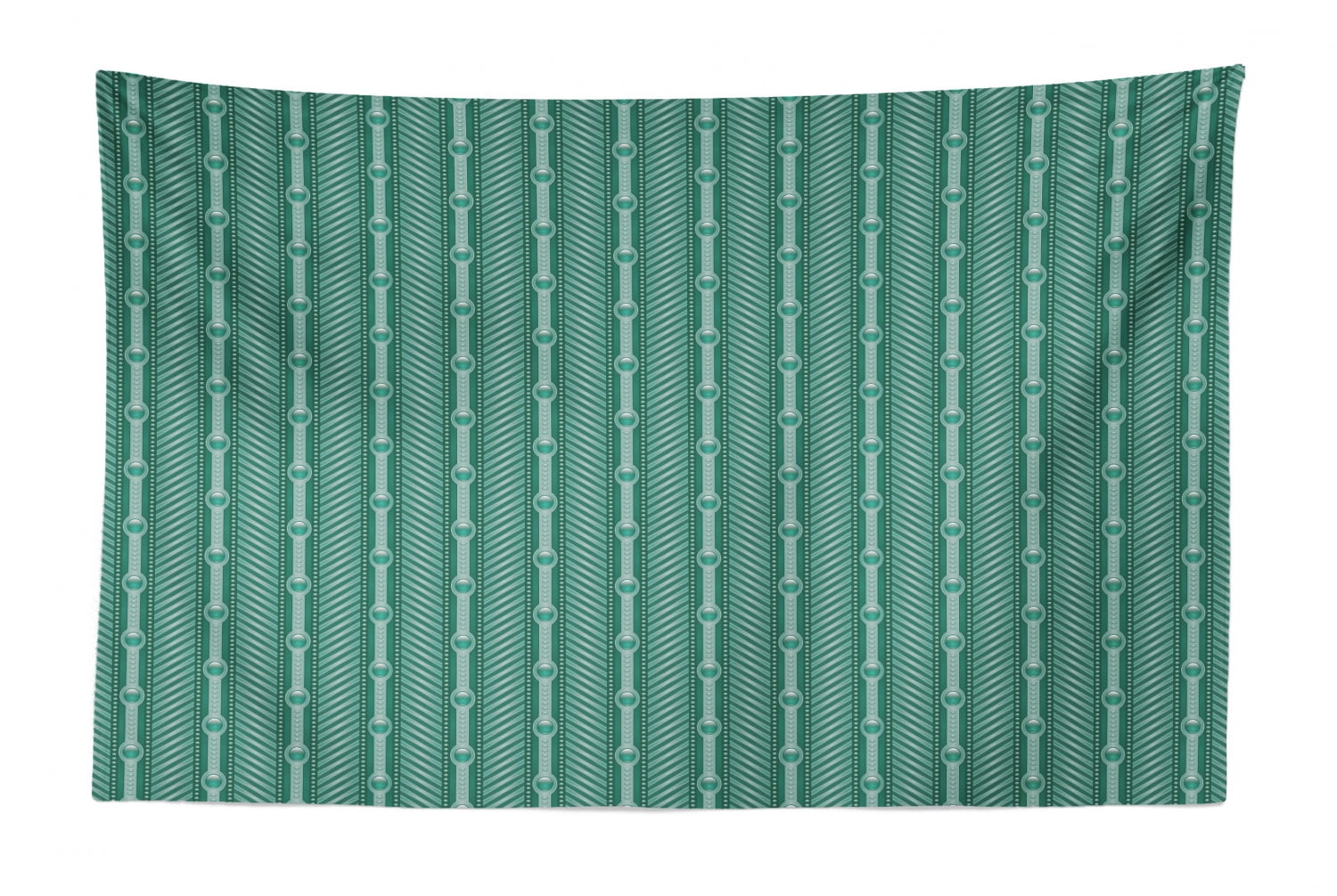 Teal Green Tapestry, Vertical Stripes Continuous Pattern with Stars ...
