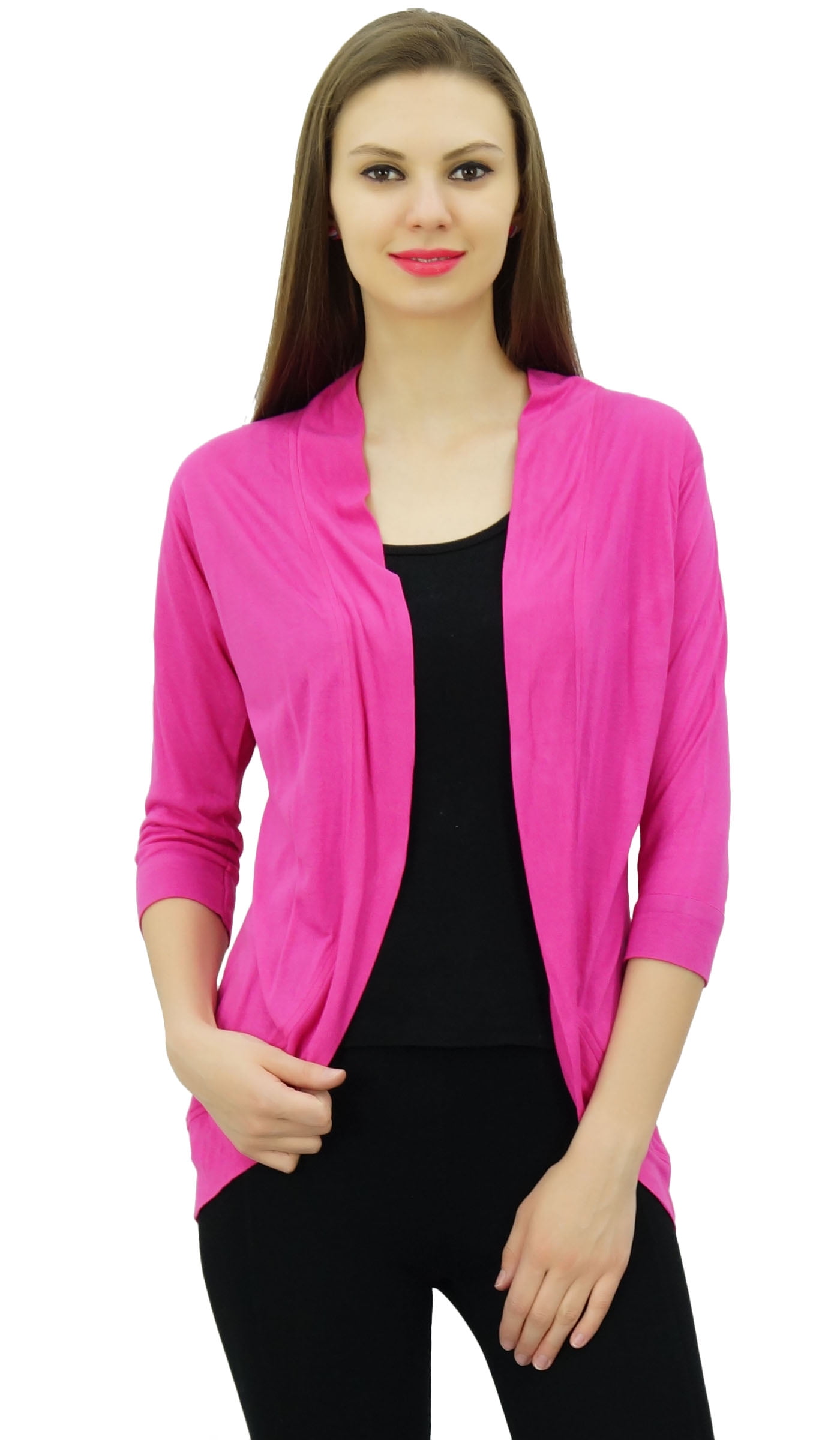 Bimba Women Solid Shrug Spandex 3/4 Sleeve Casual Shrug Cardigan ...