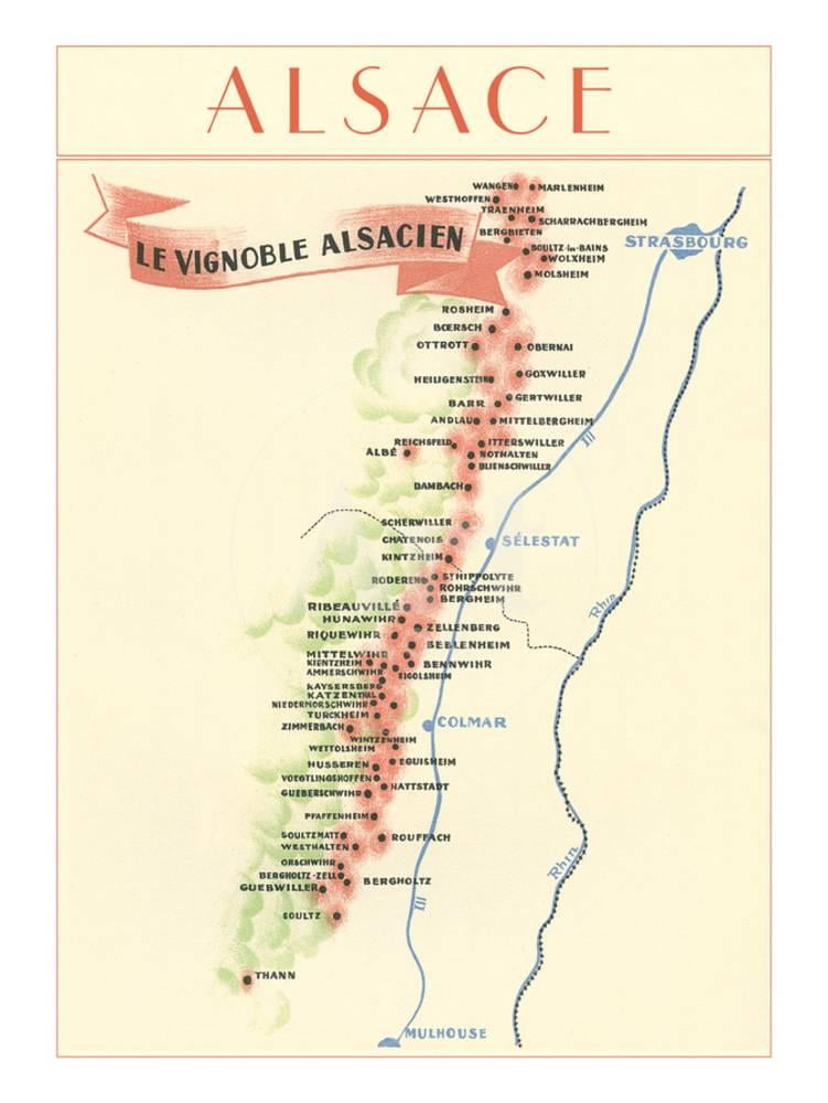 Map of Alsace Region Wine Country, Unframed Art Print Wall Art Sold by ...