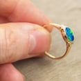 Australian Black Opal Diamond Halo Engagement Ring 14K Gold Plated Oval ...