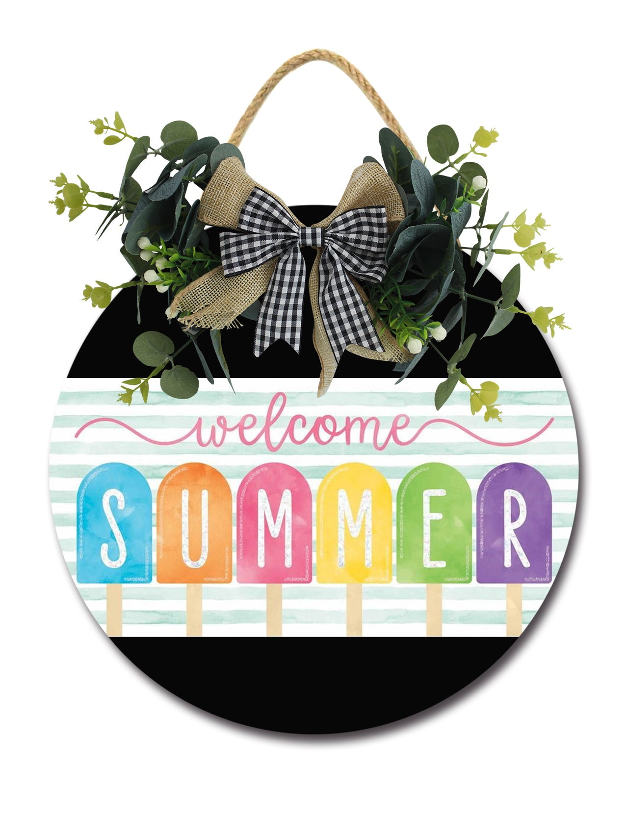 Welcome Summer Front Door Sign Funny Wreaths Hanging Wooden Plaque ...