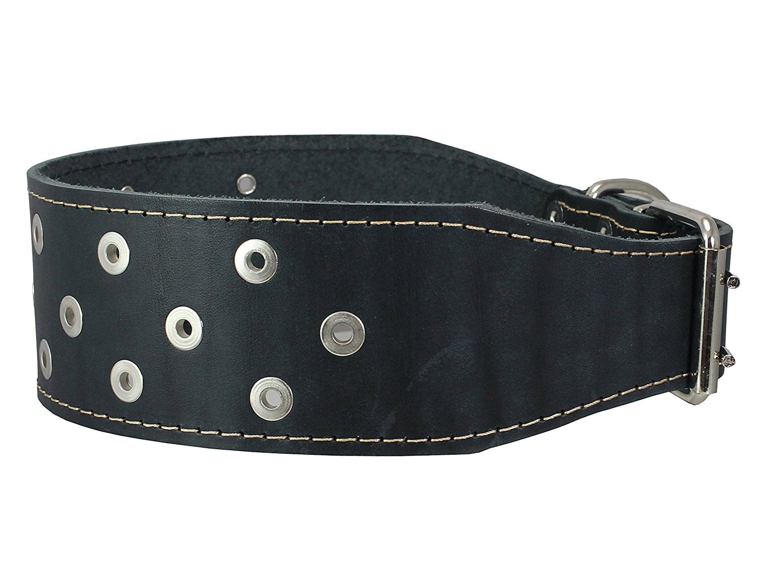 3' Extra Wide Heavy Duty Genuine Leather Studded Black Leather Collar ...