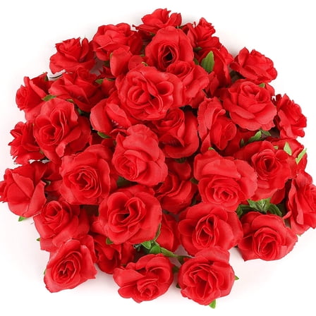 50Pcs Artificial Roses,Dark Red Fake Roses Faux Artificial Flowers for ...
