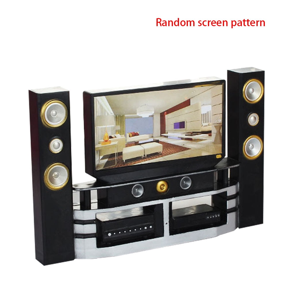 Mini TV Toy Kids Dollhouse Home Theater Television Miniature Furniture ...