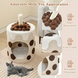 Exdeerjoy 27" Boba Tea Cup Cat Tree, Multi-Functional Cat Tree Tower ...