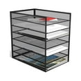 TRU RED Matte Black Mesh Desktop Office Desk Holder, 6-Compartment File ...