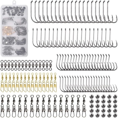 Fishing Hooks Sinker Snap Swivels Assortment,150PCS Baitholder Hooks ...