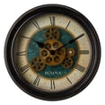 Bulova Clocks C4833 Industrial Motion 12.8 Inch Round Wall Clock, Black ...