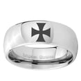 Maltese Cross Gray High Polish Dome Tungsten Men Ring 10MM - Walmart.com