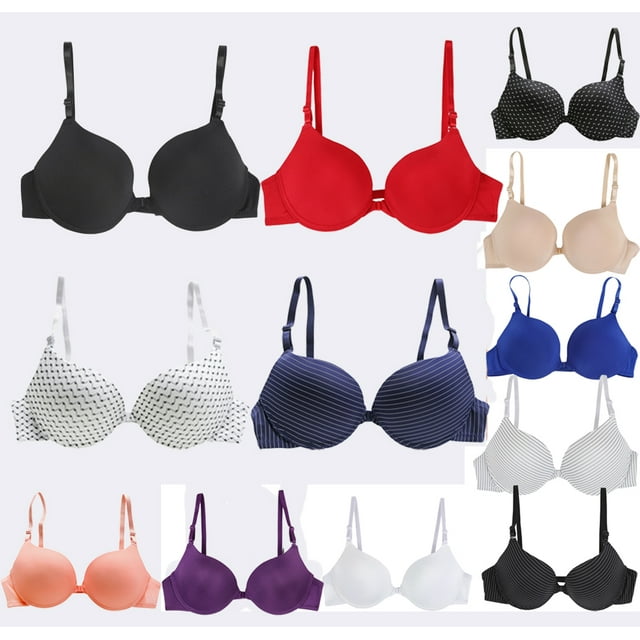 URMAGIC Women's 3/4 Cup Push Up Front Closure Bra Smooth Sexy Bralette ...