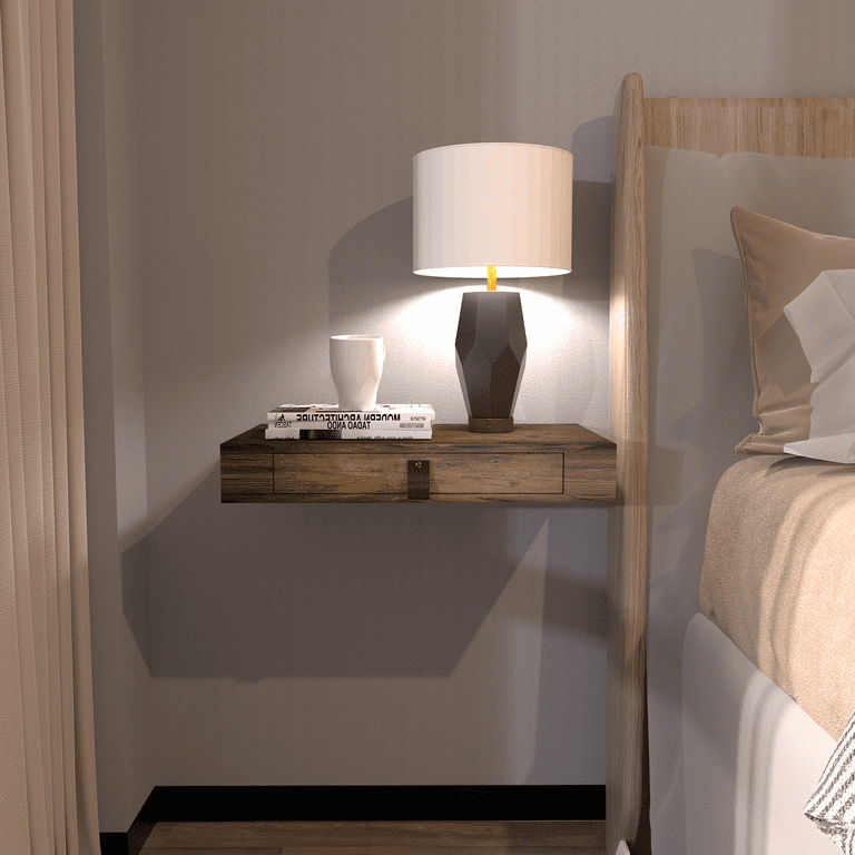 Floating bedside table shelf store