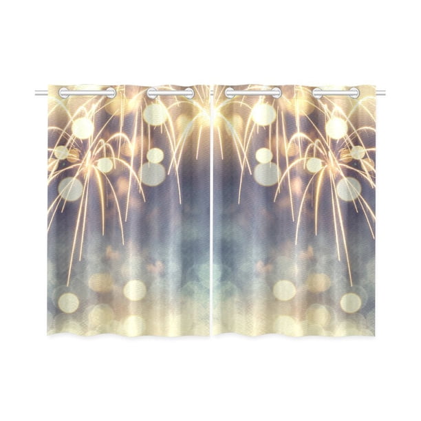 BSDHOME Fireworks Window Curtain Kitchen Curtain 26x39 inches (Two ...
