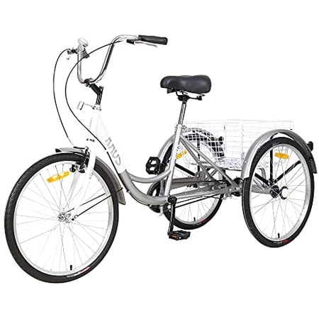 KNUS Adult Tricycle,24/26 Inch Single Speed 3 Wheel Bikes,Trikes ...