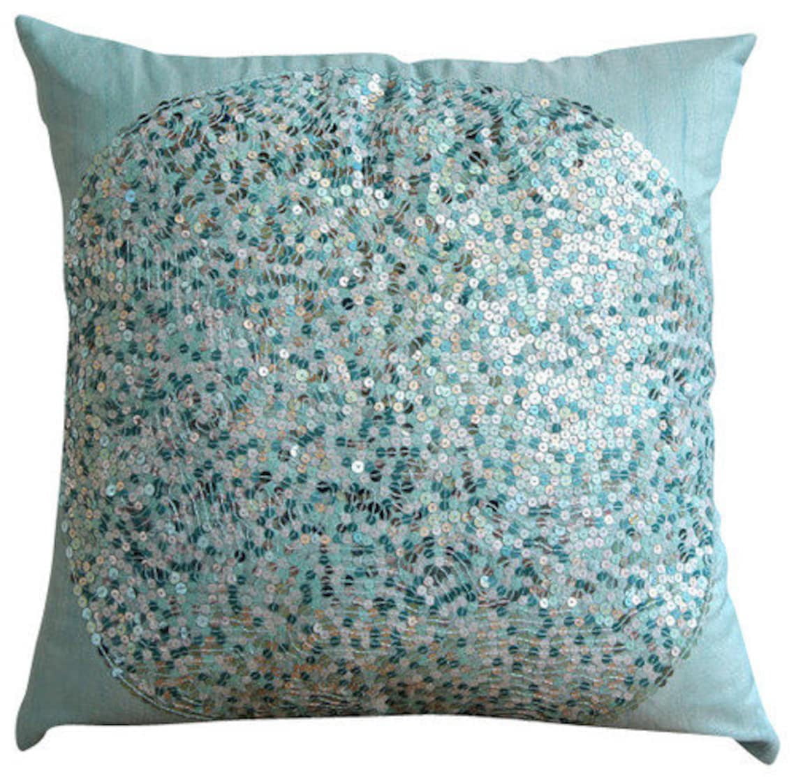 Blue Shams, Sequins Medallion Sparkly Pillow Shams, 24x24 inch (60x60 ...