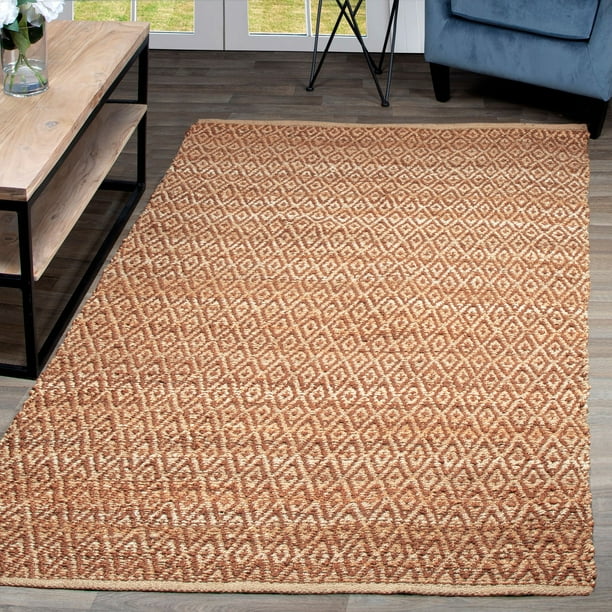 Superior Natural Diamond Collection Hand Woven Jute Rug - Rust ...