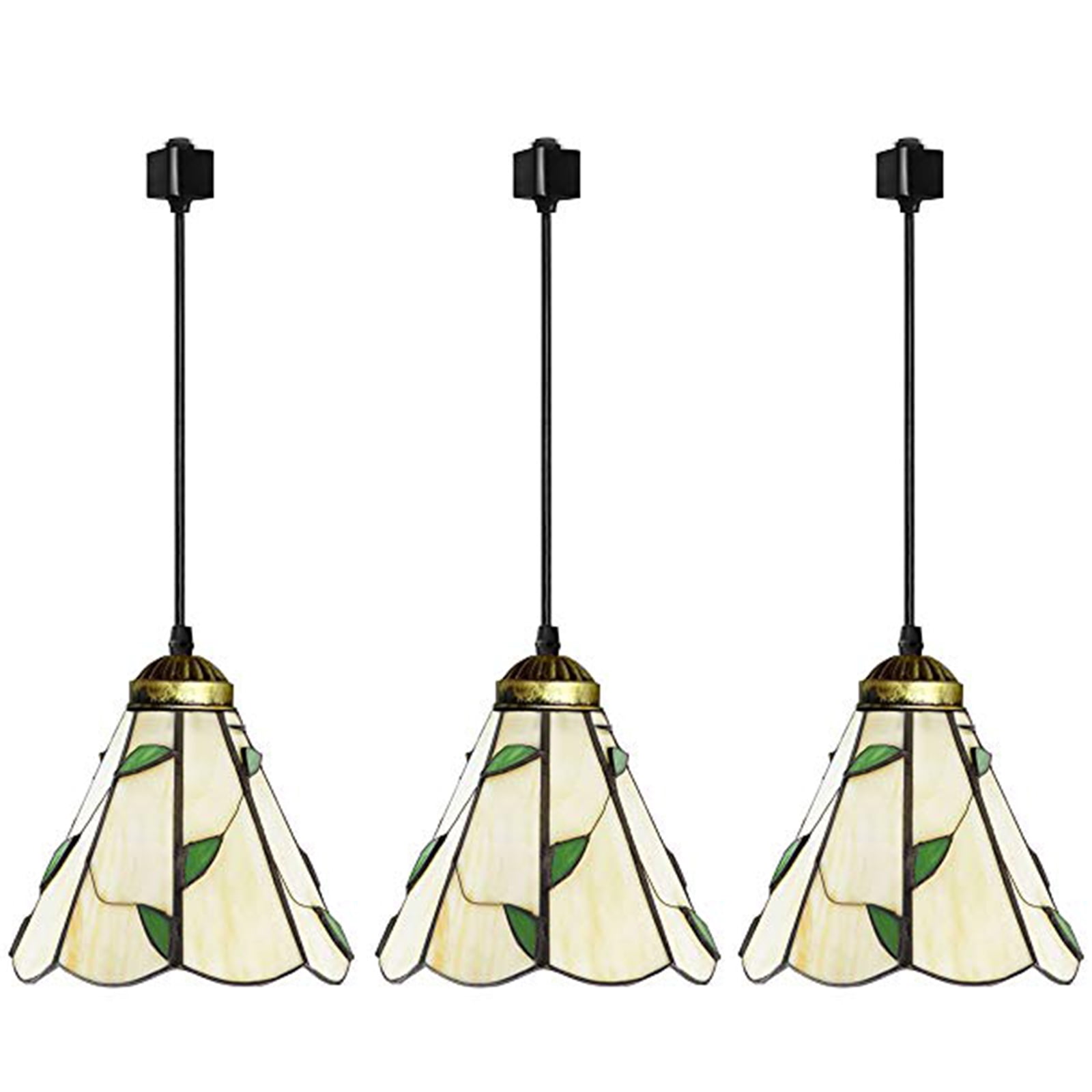 Kiven Halo Track Lighting Light Fixture, 3-Light Tiffany Style Glass ...