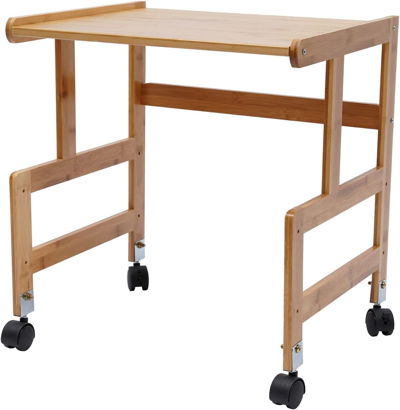 Miumaeov Bamboo Printer Cart Mobile Office Books Plant Storage Shelf ...