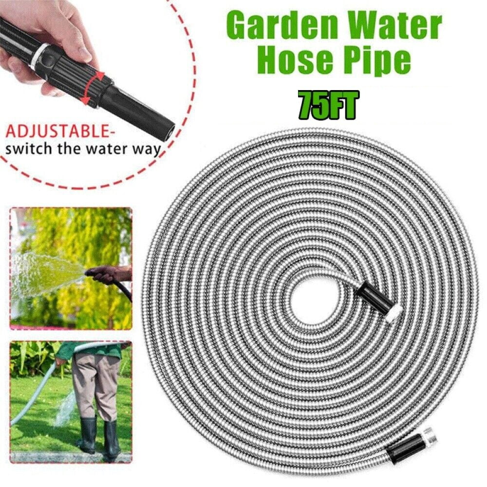 75ft 304 Stainless Steel Water Hose Pipe Metal Garden Pipe Connector