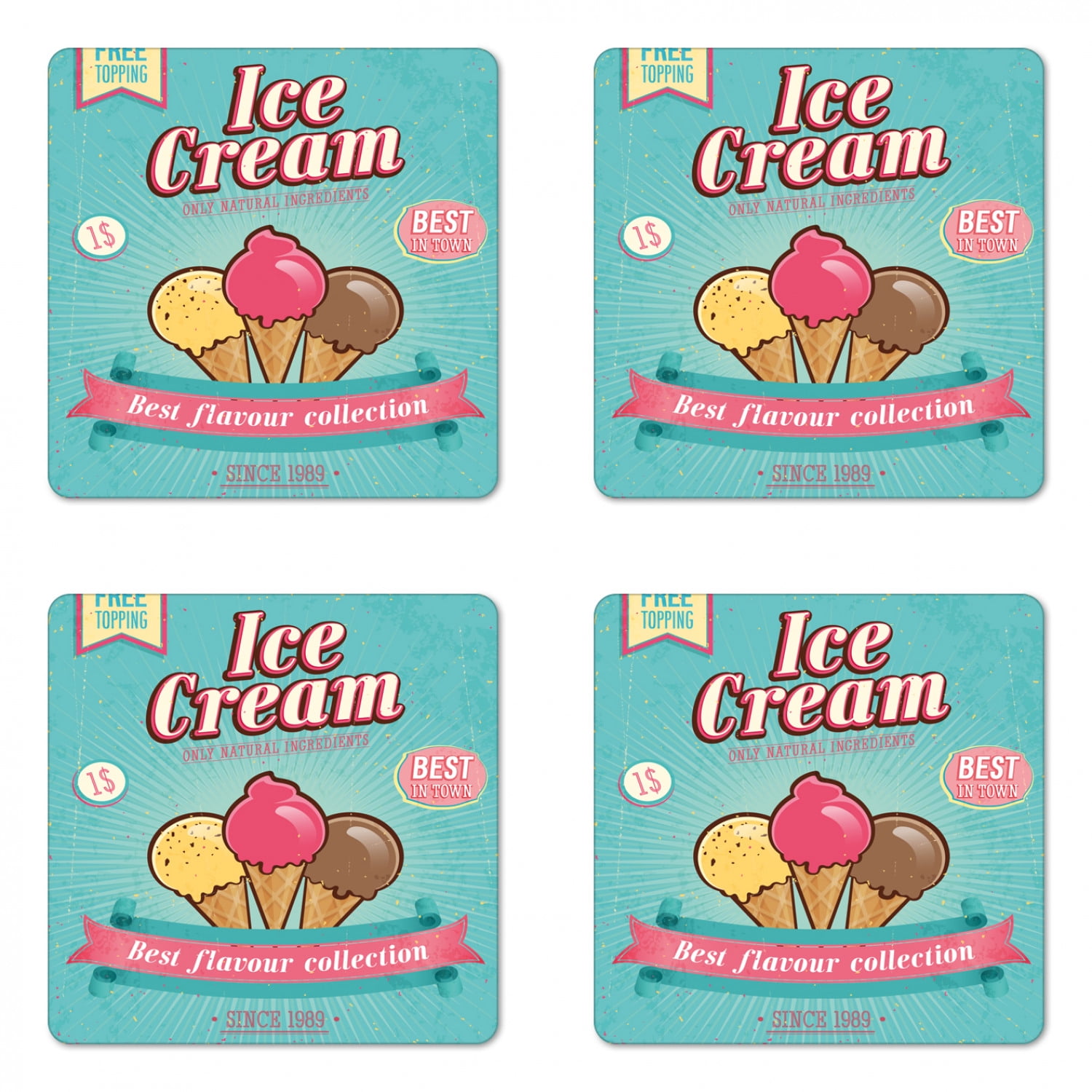 Ice Cream Coaster Set Of 4 Best Flavor Words With Free Topping ice-cream-coaster-set-of-4-best-flavor-words-with-free-topping