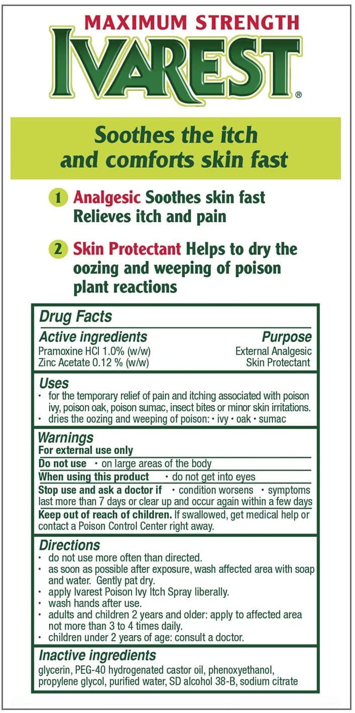 Ivarest Poison Ivy Itch Spray, Maximum Strength 3.40 oz (Pack of 2)