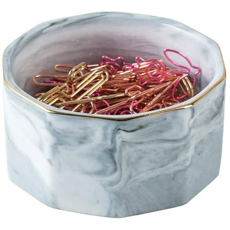 Paper Clip Holder Ceramic Marbling Paper Clip Dispenser for Desk Paper ...