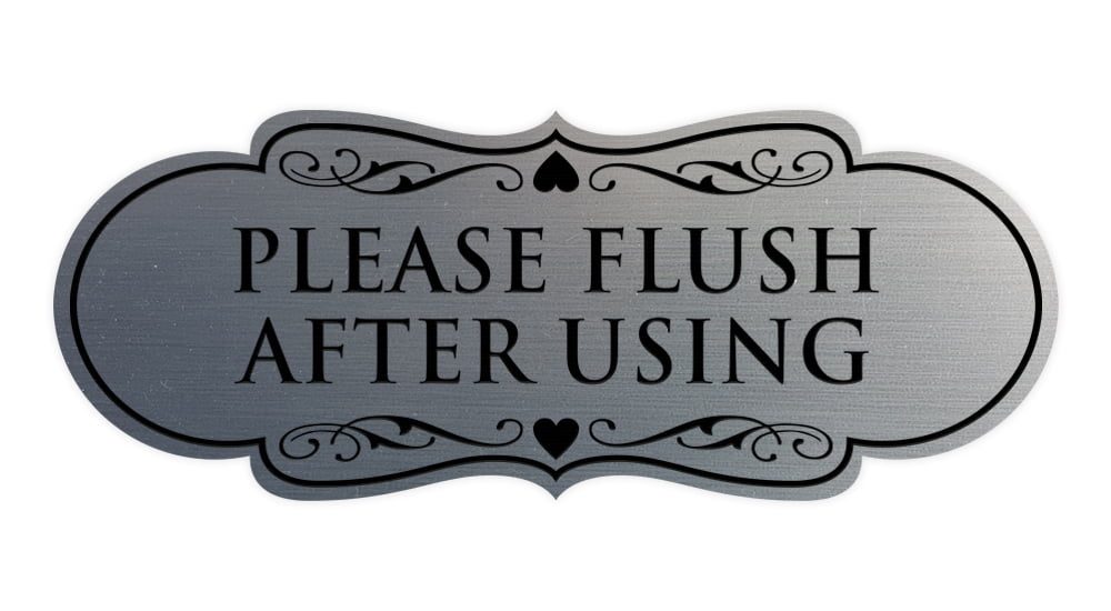 Designer Please Flush After Using Sign (Brushed Silver) - Small ...