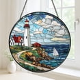 Seaside Lighthouse Landscape Stained Glass Suncatcher – Artistic Window ...