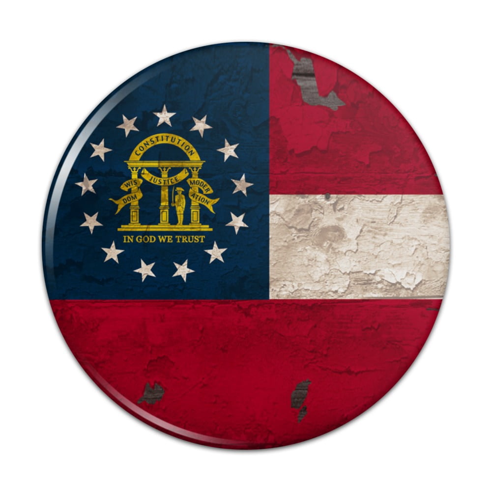 Rustic Distressed Georgia State Flag Kitchen Refrigerator Locker Button ...