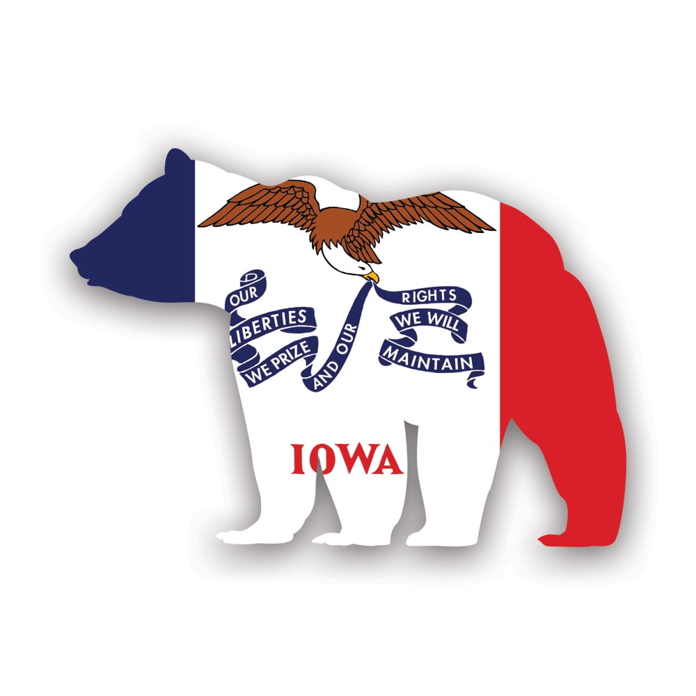 Iowa Bear Flag Sticker Decal - Self Adhesive Vinyl - Weatherproof ...