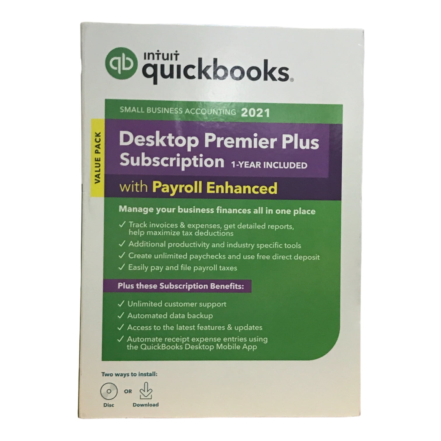 QuickBooks Desktop Premier Plus 2021 with Enhanced Payroll (1 Year ...