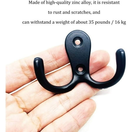 Coat Hook, 15 Pieces Double Coat Hooks Antique Wall Mount Hooks and Coat Hooks Black Wall ...
