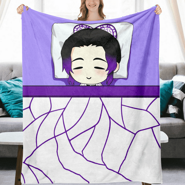 Demon Slayer Blanket Q Version Kochou Shinobu Bed Throws Blanket Charming Casual Cartoons Art ...