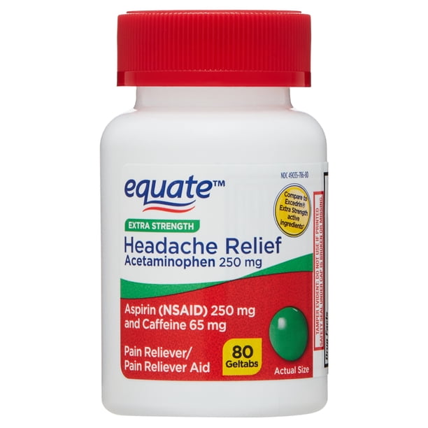 Equate Extra Strength Headache Relief Geltabs, 250 mg, 80 Count ...