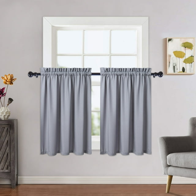 GlowSol Kitchen Curtains Soft Seersucker Microfiber Fabric with Bubble ...