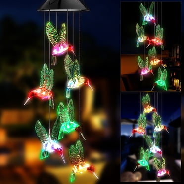 Rirool Solar Butterfly Wind Chimes - Colorful LED, Outdoor Decor, Gift ...