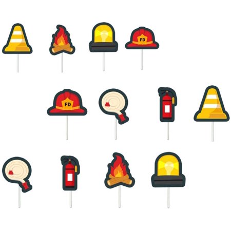 HTOOQ 60pcs Firefighter Cake Topper Fireman Fire Hydrants Firefighter ...