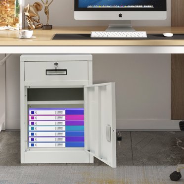 2 Drawer File Cabinet with Lock, Steel Mobile Filing Cabinet on Anti ...