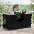 66.5" Grey Blue Outdoor Kitchen Island Grill Cart for Big Green Egg ...