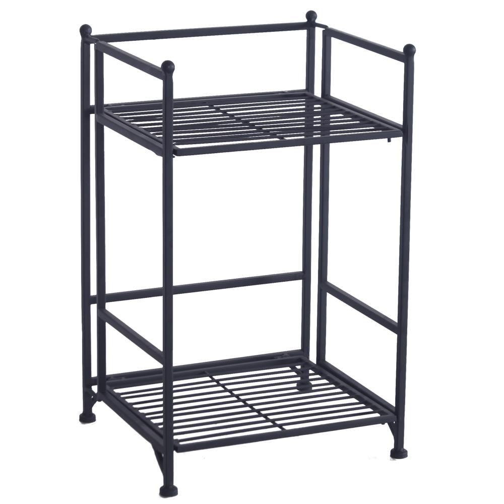 Winado Double Tier Folding Metal Storage Shelf,Black - Walmart.com ...