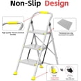 Step Ladder Foldable Folding Stool - for Home Adults Kitchen 3 Stepping ...