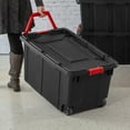 Sterilite Durable 40 Gallon Wheeled Industrial Storage Tote Black Pack ...
