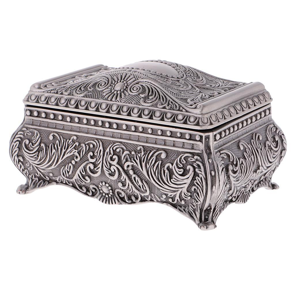 Rectangle Jewelry Box Trinkets Container Flower Sculpture Collection ...