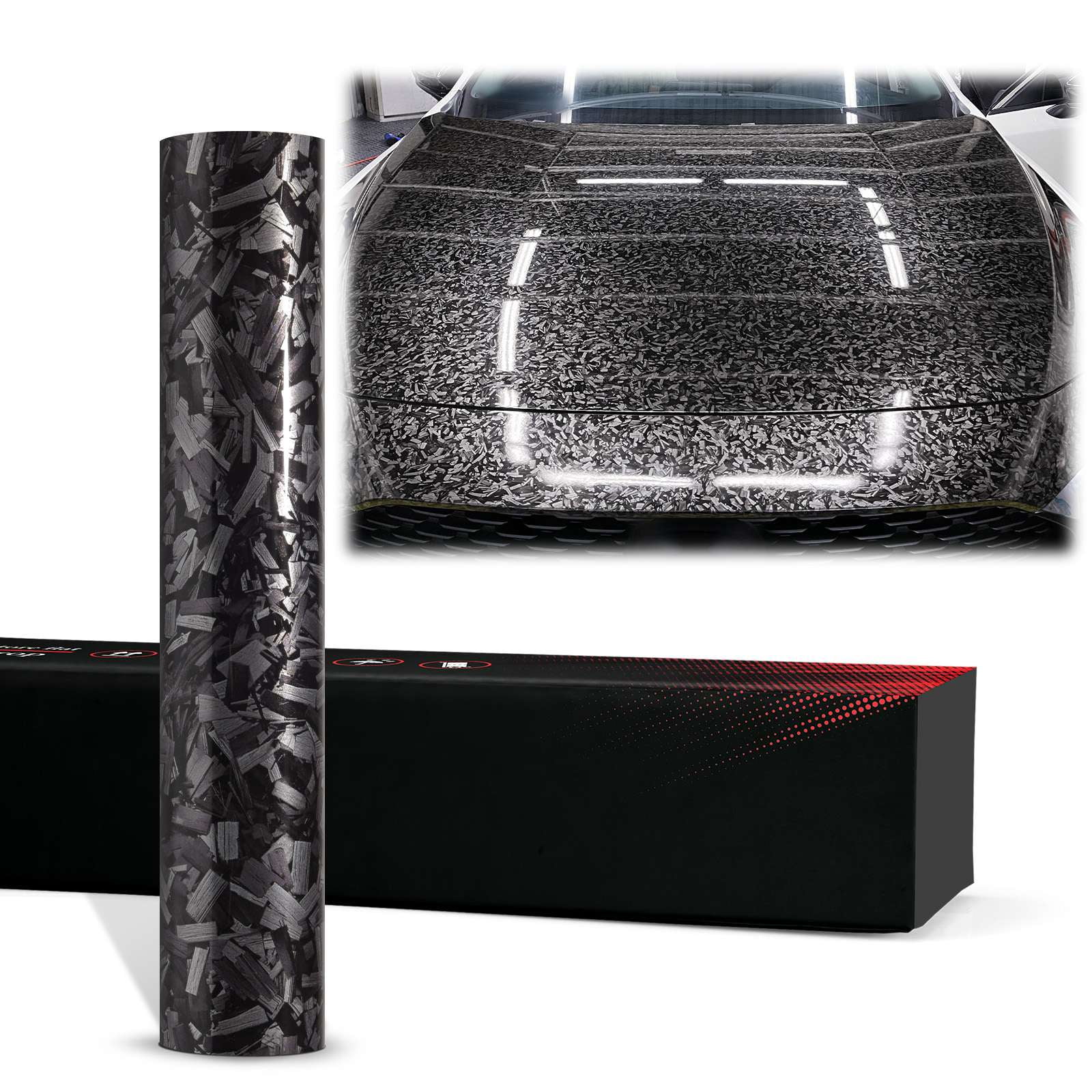 PET Marble Forged Carbon Fiber Textured Gloss Silver Vinyl Wrap Auto ...