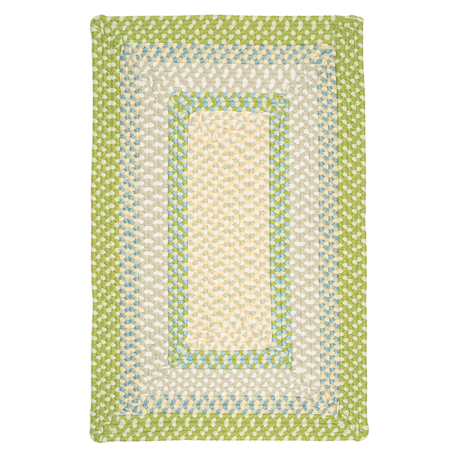 2' x 3' Lime Green and Yellow Rectangular Braided Area Throw Rug ...