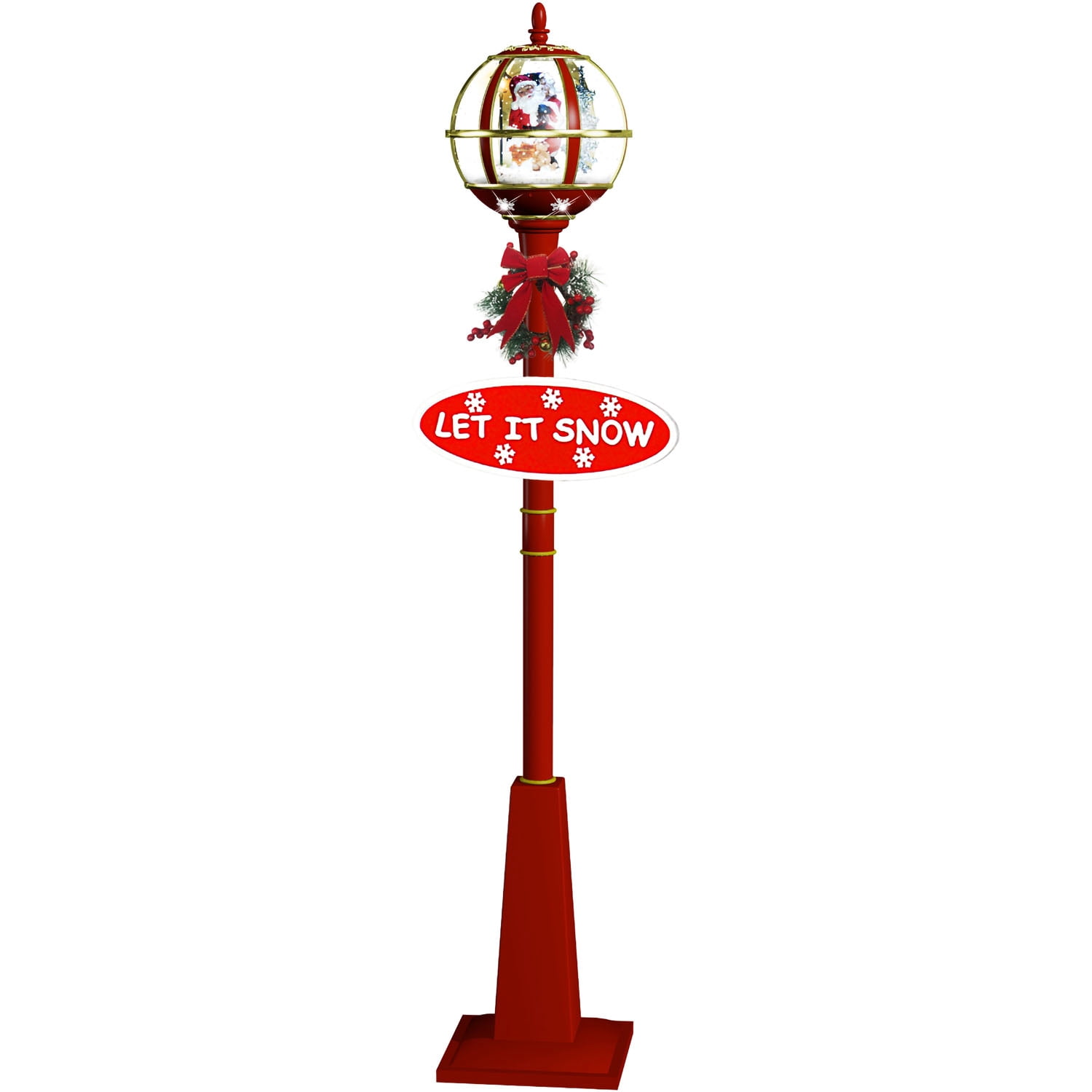 Fraser Hill Farm 69" Musical Globe Lamp Post in Red featuring Santa ...