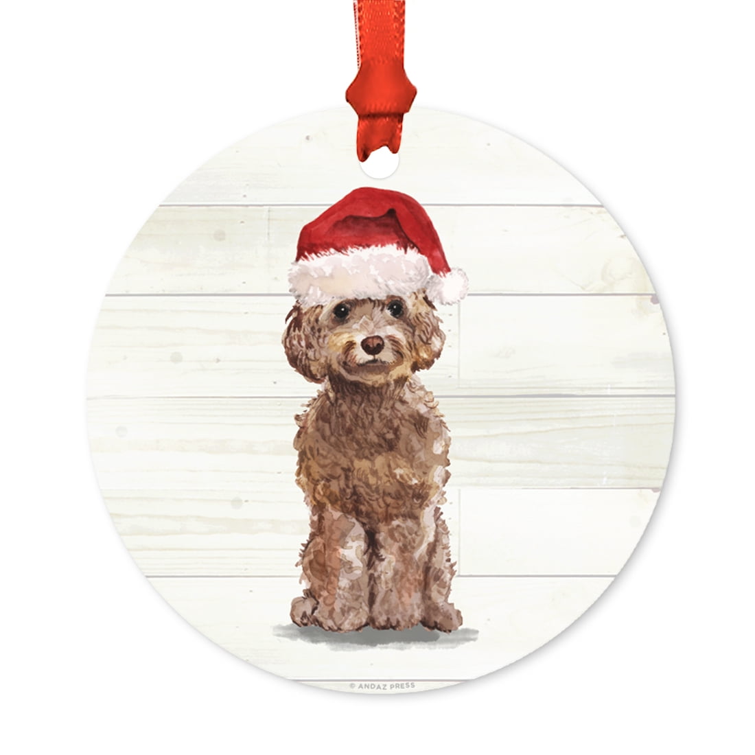 Brown Cockapoo with Santa Hat, Includes Ribbon and Gift Bag - Walmart.com