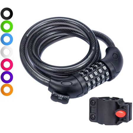 Bicycle lock with 5-digit resettable number and holder, combination of ...